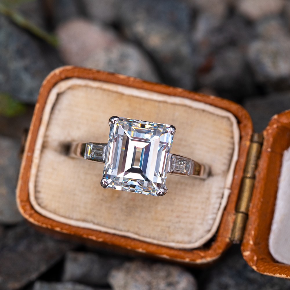 4 Carat Emerald Cut Diamond Engagement Ring 4 23ct H VS1 GIA
